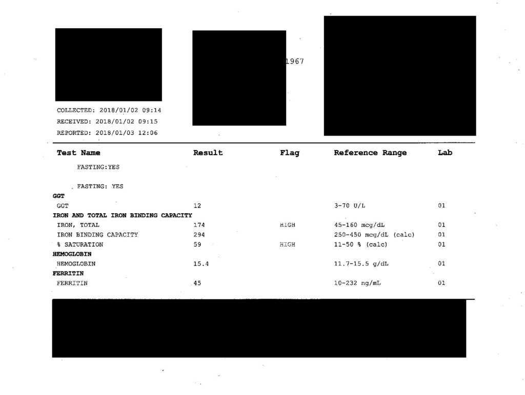 Lab results show high total iron and % saturation, please advise? - Ask ...